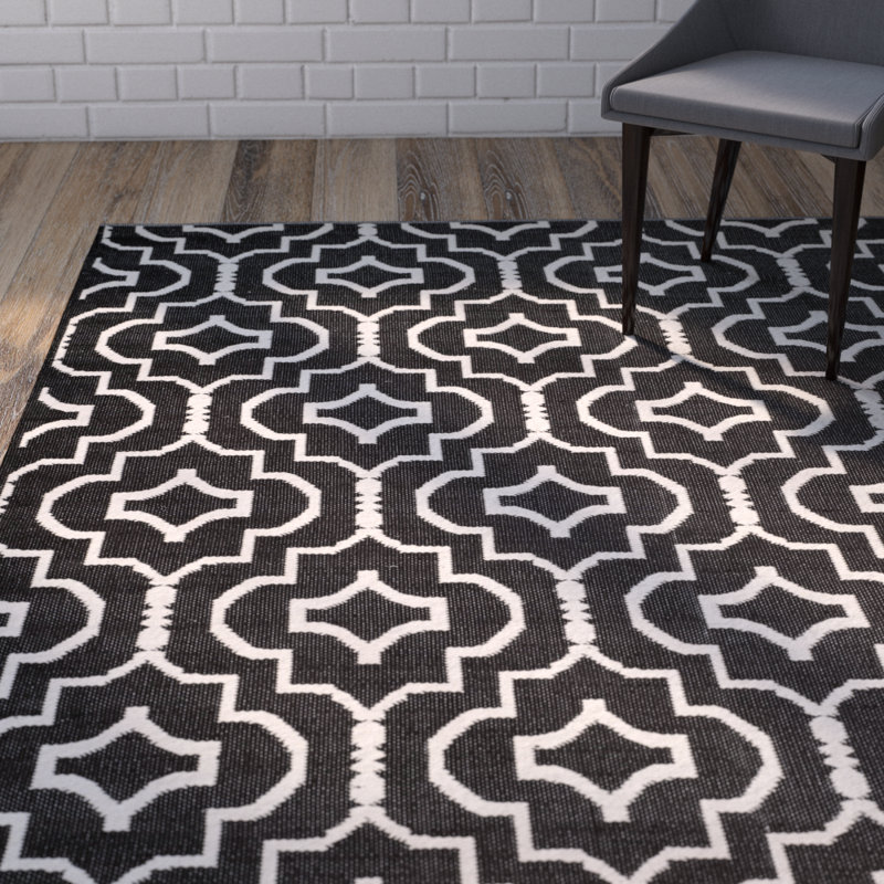 Wrought Studio Smith Geometric Handmade Flatweave Cotton Black/Ivory ... Wrought Studio Smith Geometric Handmade Flatweave Cotton Black/Ivory ...